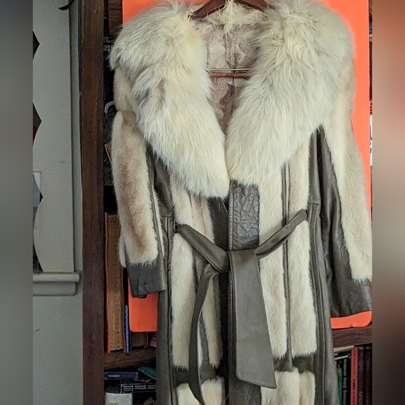 Source Unknown | Jackets & Coats | White Mink Rabbit Leather Jacket ...